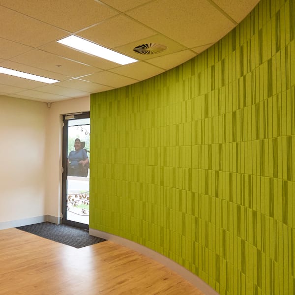 Baresque | zintra | Northcott Dapto | Zintra Emerald Box Tiles in therapy space with colourful ...